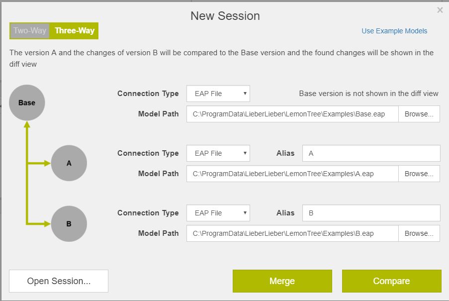 New Session Dialog - LemonTree